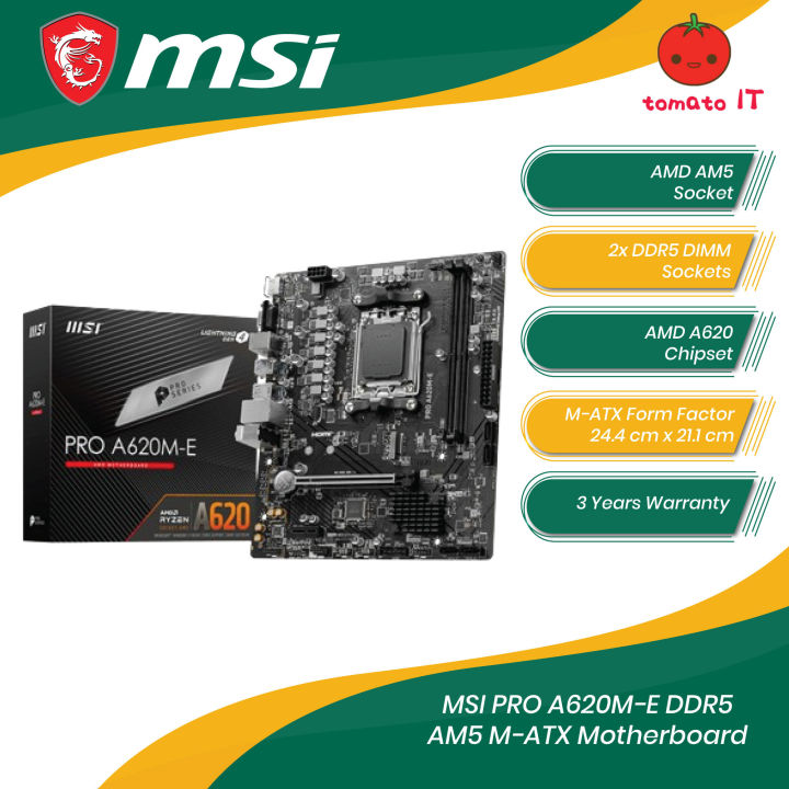 MSI PRO A620M-E DDR5 AM5 M-ATX Motherboard | Lazada