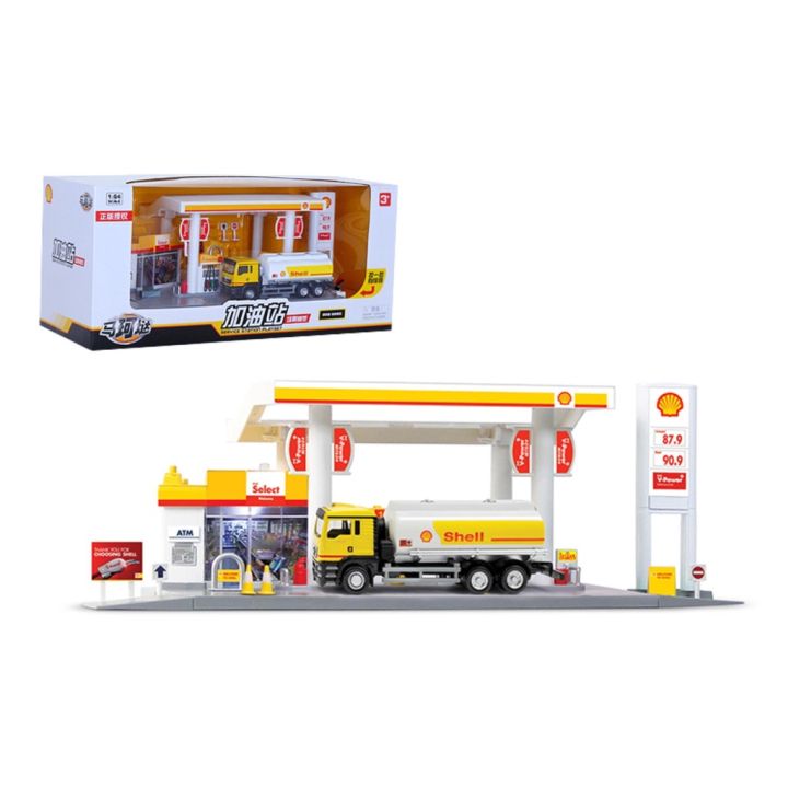 DIECAST MODEL TOYS Shell 1:64 Scale Shell PETROL Station LIGHT & SOUND ...