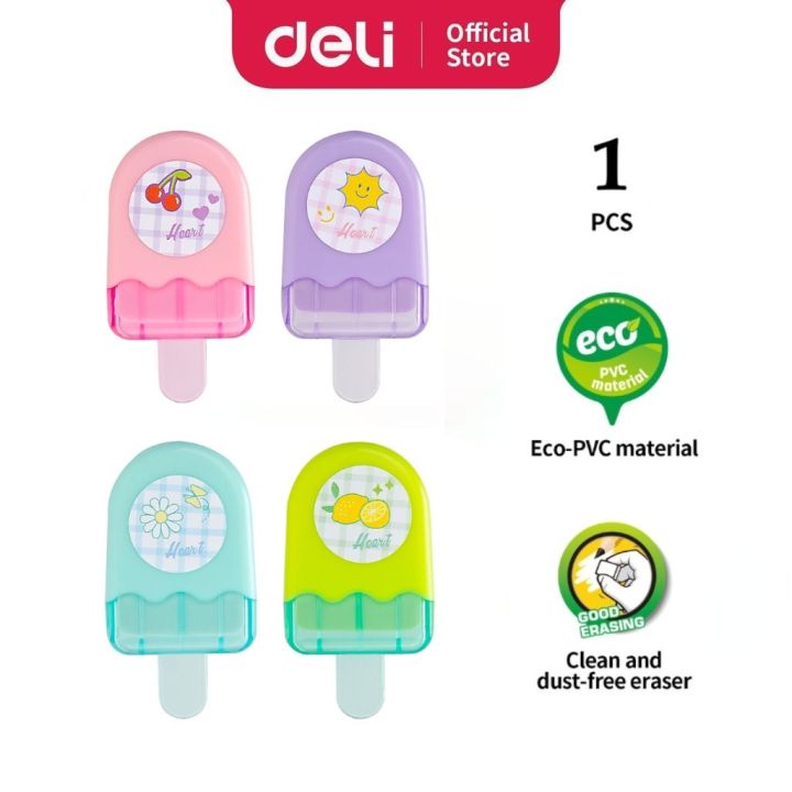 Deli Eraser Cute Ice Cream Pencil Eraser School Stationery For Kids ...