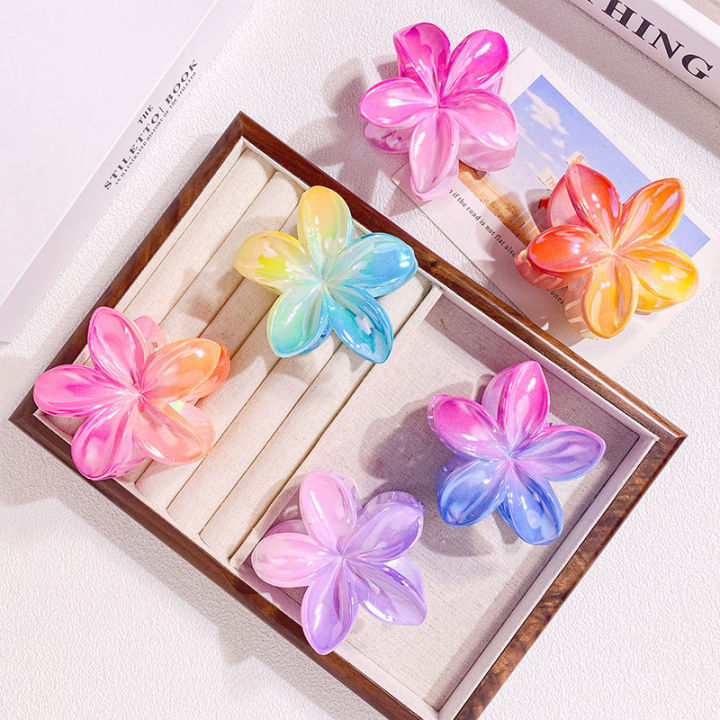 Luckin Mart Glossy Hawaiian Plumeria Colorful Calachuchi Flower Hair ...