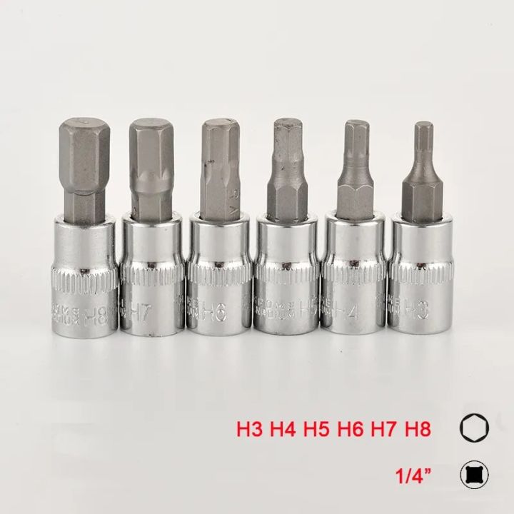 6Pcs 1/4 Inch Hex Bit Socket Set Allen Key Spline Bits H3 H4 H5 H6 H7 ...