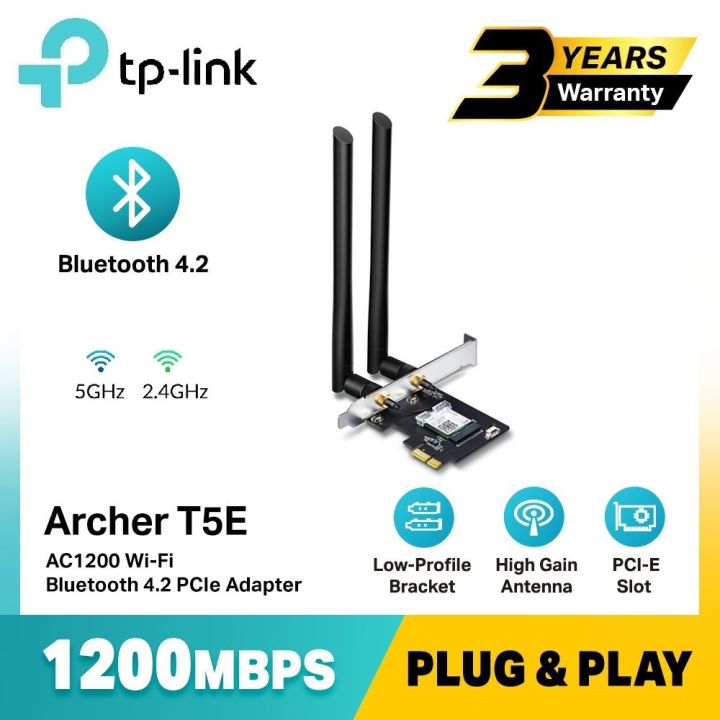 TP-LINK Archer T5E WIFI + BLUETOOTH AC1200 Wireless Dual Band PCI ...