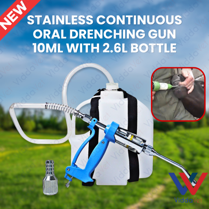 Viddavet Stainless Continuous Oral Drenching Gun 10ML with 2.6L Bottle ...