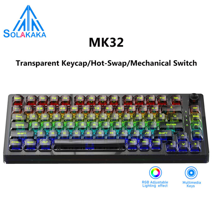 SOLAKAKA 82ปุ่มแบบมีสายคีย์บอร์ดแบบกลไกแบบถอดเปลี่ยนได้ไฟ RGB Backlit ...
