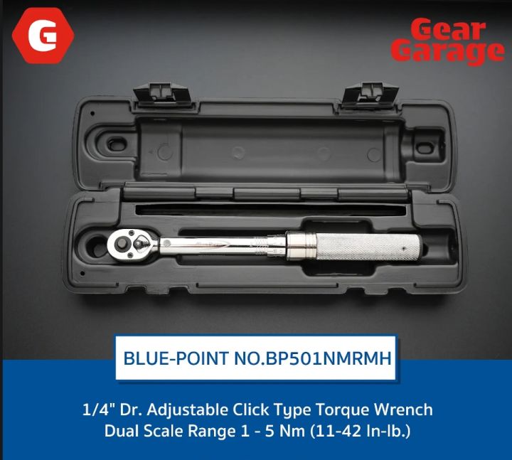BLUE-POINT NO.BP501NMRMH 1/4"Dr. Adjustable Click Type Torque Wrench ...