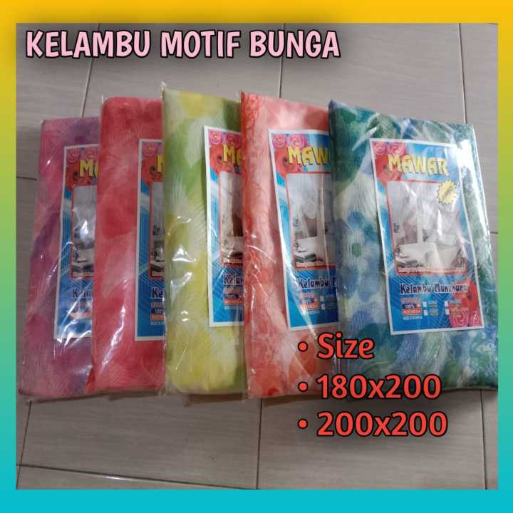 Kelambu tidur dewasa motif bunga / kelambu anti nyamuk 200x200 tebal ...