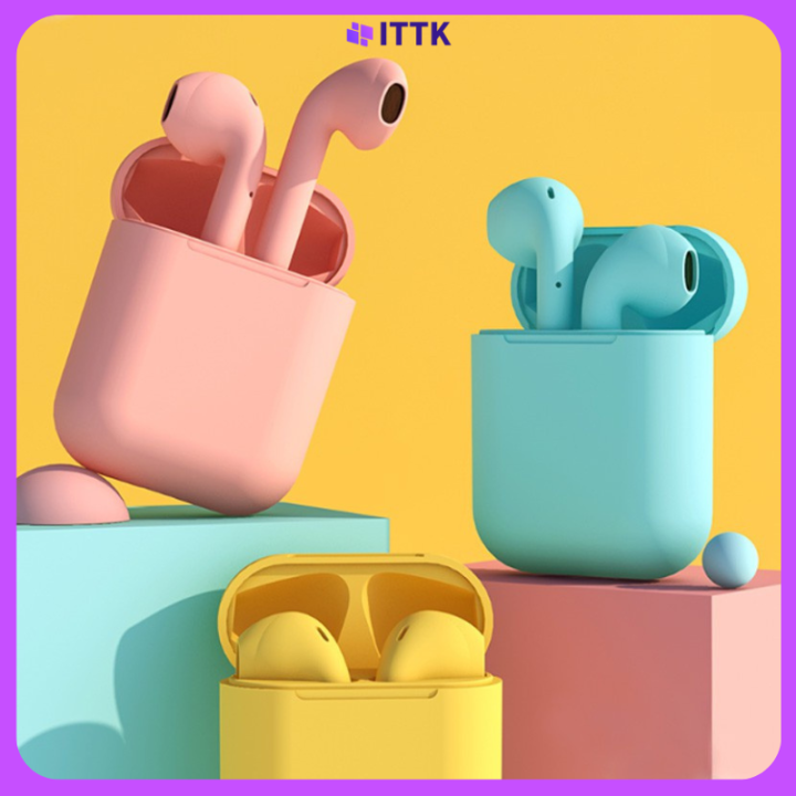 ITTK Wireless Bluetooth Headset Macaron i12 with earphone cover Touch ...