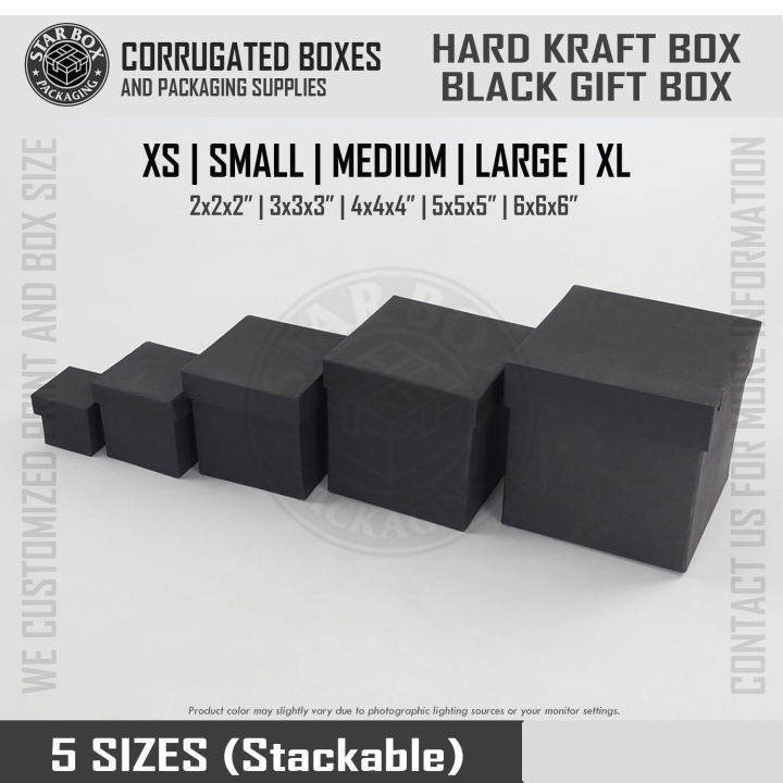 Black Hard Kraft Box (Gift Box / Stackable / 4 Colors / 5 Sizes ...
