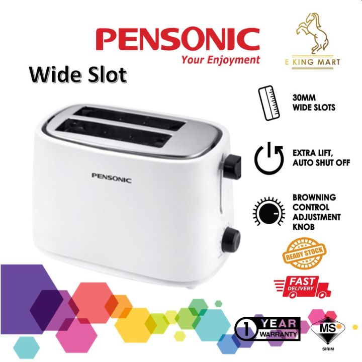 PENSONIC Bread Toaster 2 Slide Electric PT-928 WIDE Slots Crumb Tray 6 ...