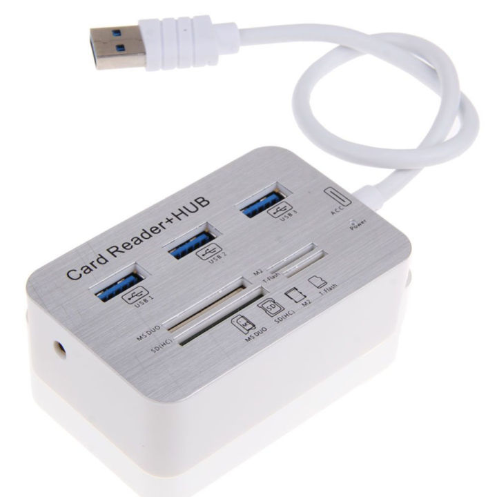 Funtech USB 3.0 CARD READER+ HUB (สีเงิน)รุ่น HC-20 | Lazada.co.th