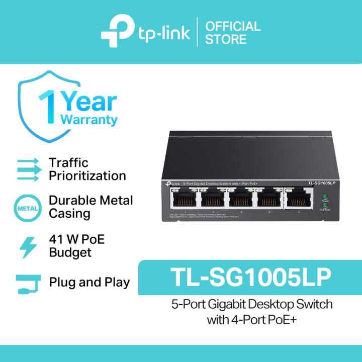 TP-Link TL-SG1005LP 5-Port 10/100/1000Mbps Gigabit Desktop Switch with ...