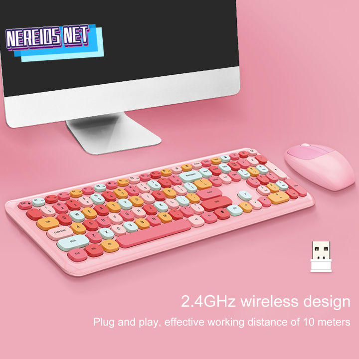 NEREIDS NET 1 Set Wireless Keyboard Plug Play Mute Multi Color Eye ...