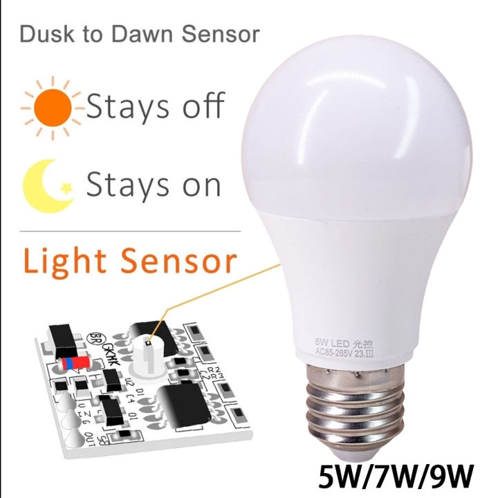 Fast Delivery⚡LED Sensor Bulb E27 5W 7W 9W Dusk to Dawn Smart Lamp Bulb ...