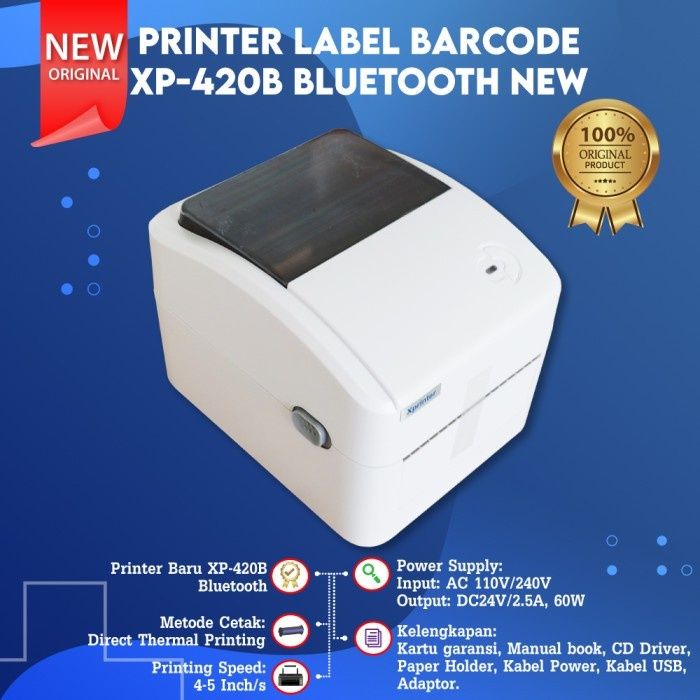 PRINTER BARCODE THERMAL / LABEL XP-420B 110MM / A6 I BI-420B USB + WiFi ...