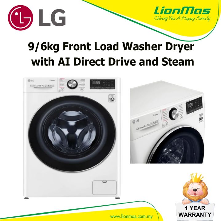 LG 9/6kg Front Load Washer Dryer with AI Direct Drive™ and Steam+ ...