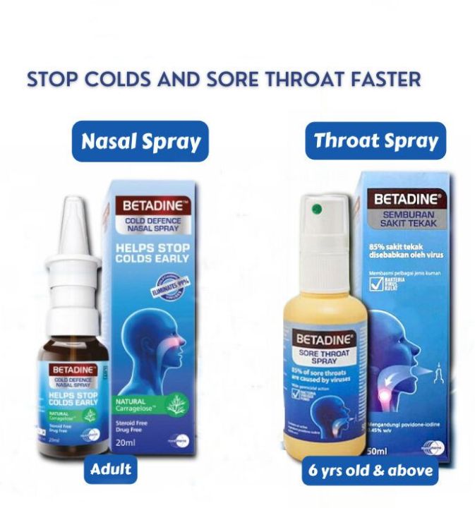 Beta**** Cold Defense Nasal Spray (Adult 20ml) , Sore Throat Spray ...