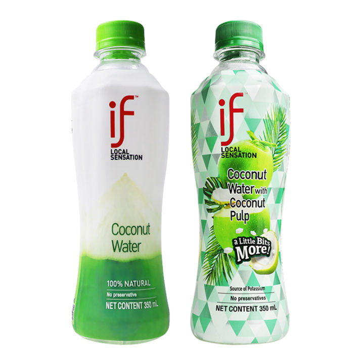 Thailand imported 350ml*24 bottles of if coconut water, whole case of pure coconut green water ...