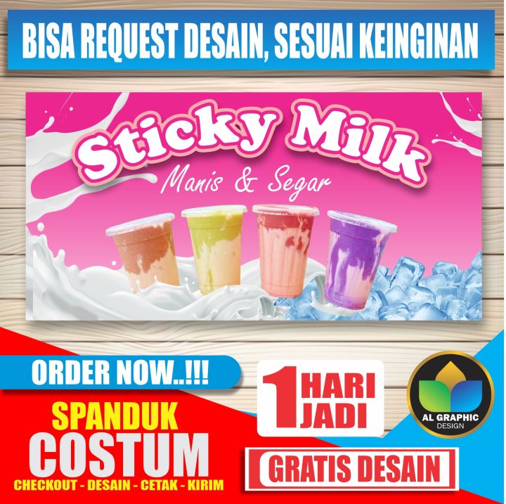 Spanduk banner Sticky Milk bisa custom GRATIS desain COD | Lazada Indonesia