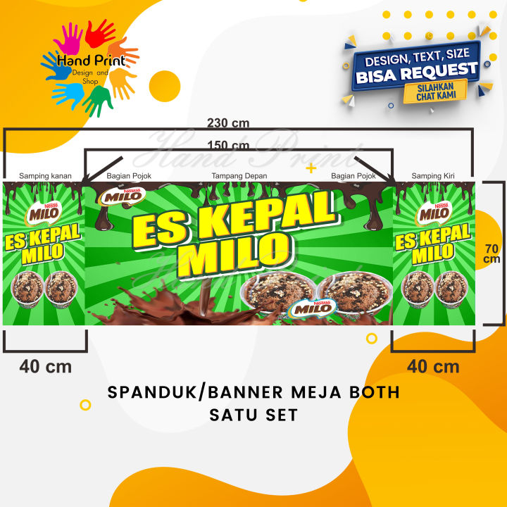Spanduk Banner MMT Banner Es Kepal Milo Hijau Coklat Untuk Dimeja Both ...