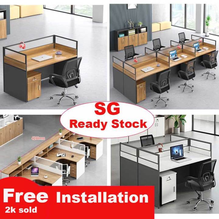 [free installation]workstation Office PC Table With Drawers Desks L ...