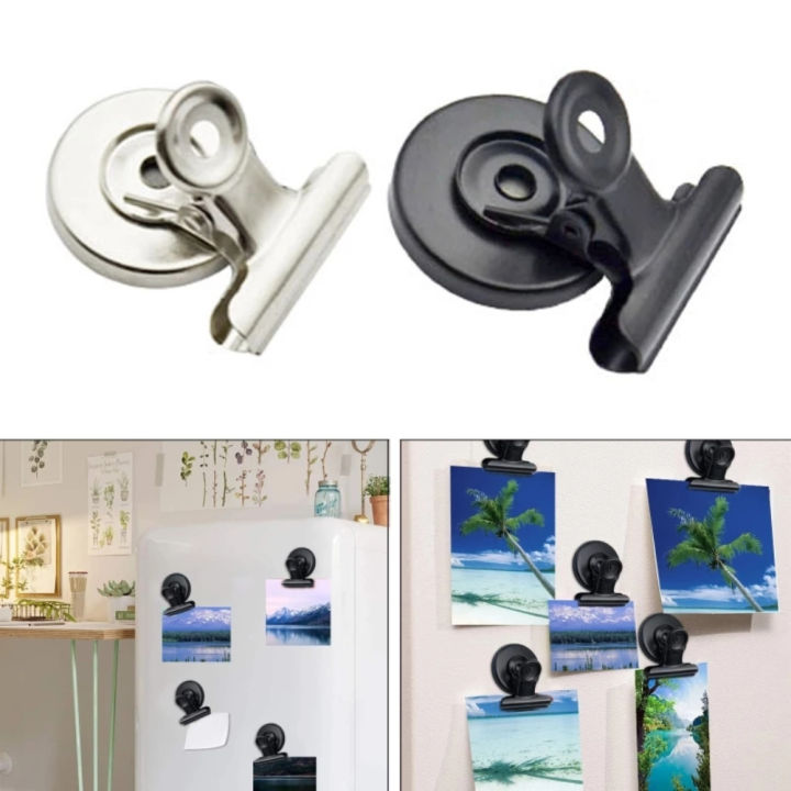 【GBtool】6/10PCS Black/Silver 30mm Metal Round Magnetic Clips For Fridge ...