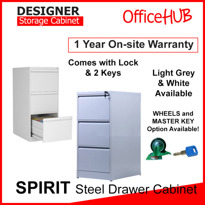 Steel 3 Drawer Filing Cabinet Drawer Lock Key Home Study Office Cabinet ...