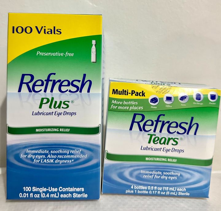 Refresh Plus/Tears Lubricant Eye Drops for Dry Irritated Eyes 100 Vials ...