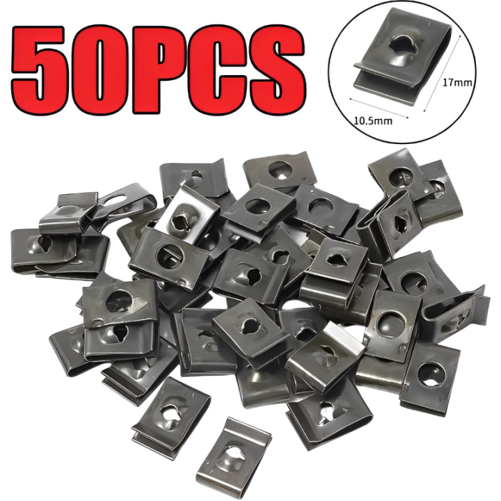 50PCS Metal U-type Clip Car Screw Base Auto Modification Fastener ...