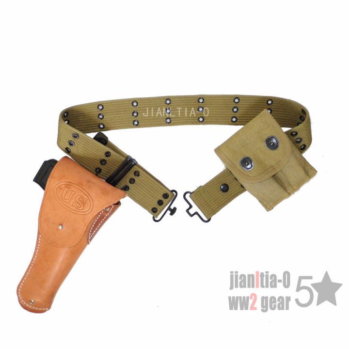 WWII WW2 US ARMY 1911 HOLSTER WITH AMMO POUCH WEBBING BELT FULL SET ...