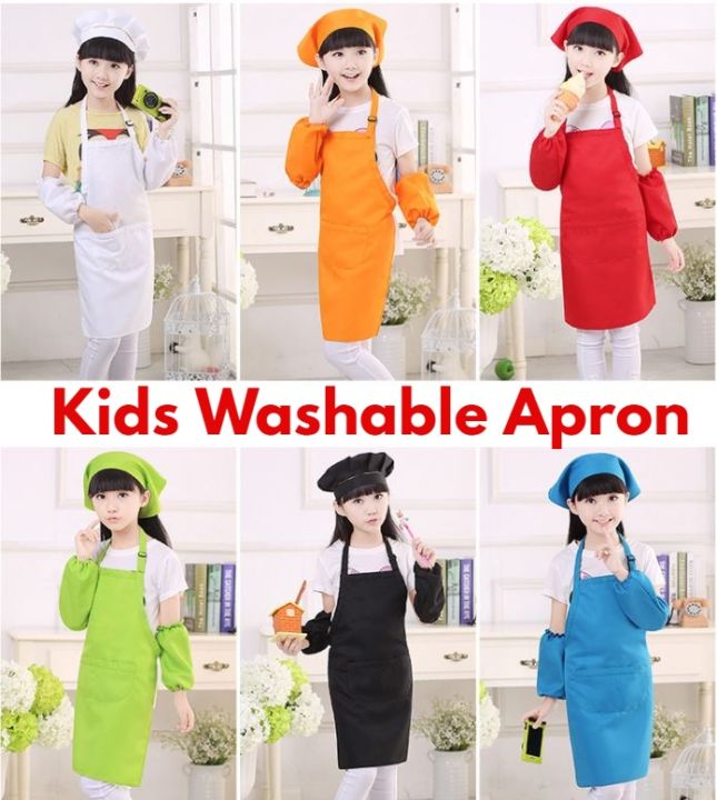 Multi-function Washable Kids Plain Apron Baking Painting Cooking Craft ...