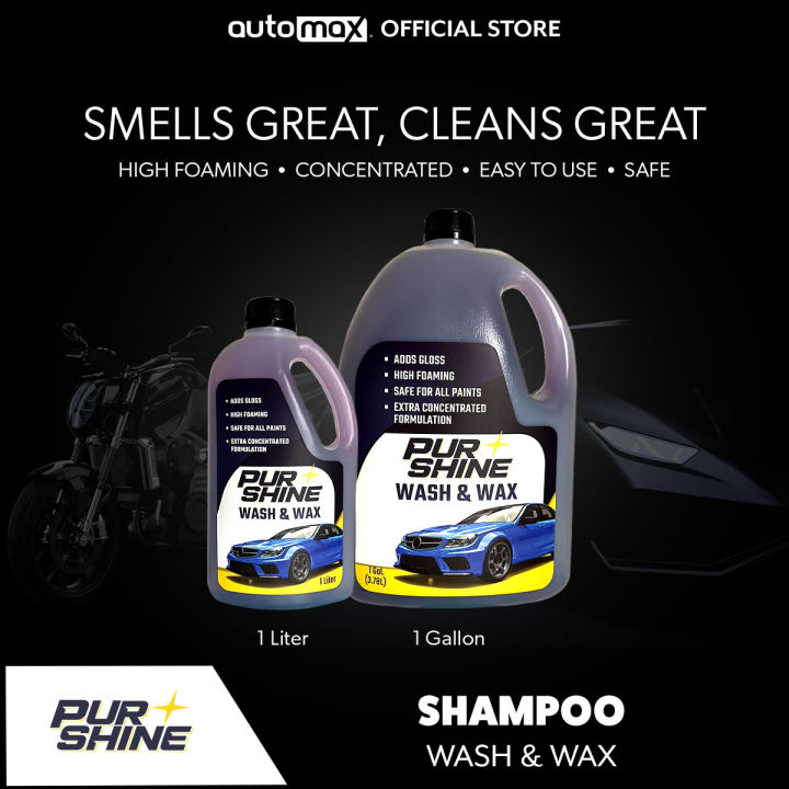 PurShine Wash & Wax Shampoo for Car and Motorcycle - 1 Liter | 1 Gallon ...