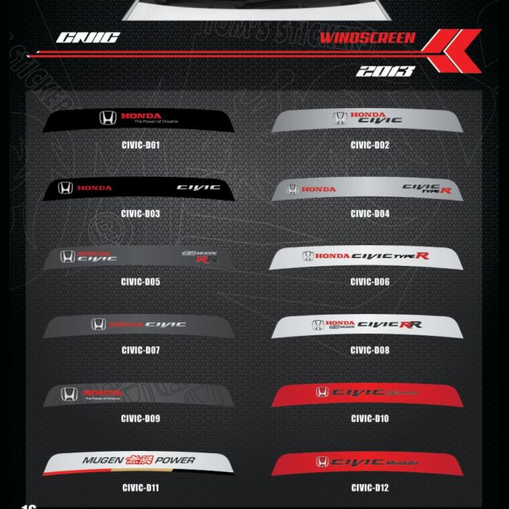 🔥 HONDA CIVIC CAR WINDSHIELD STICKER | Lazada
