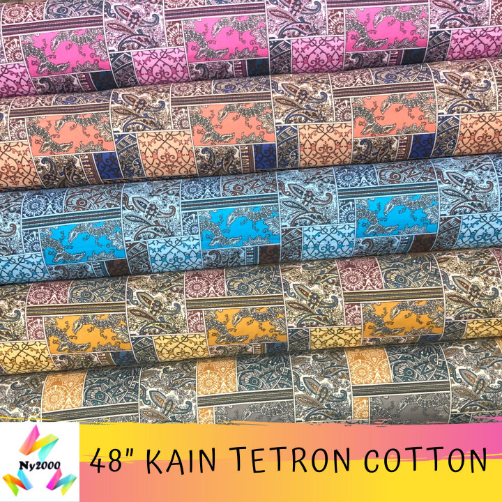 Batik Art Printed Tetron Cotton TC / Polyester Fabric (48 inch wide ...