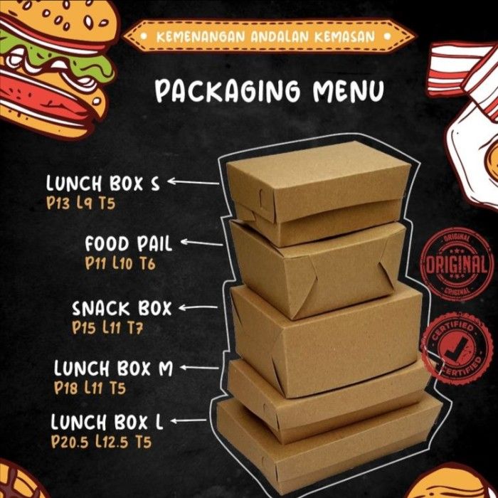 Paper Lunch Box Kertas Model Snack Box Makanan Kraft Burger Hot Dog ...