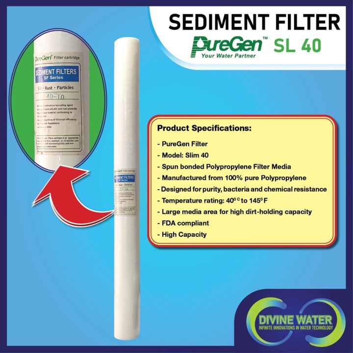 Sediment Filter (PureGen) SLIM 40 inches | Lazada PH