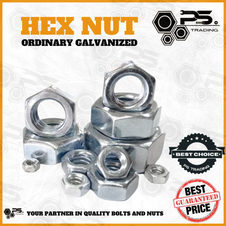10/50/100 PCS GALVANIZED HEX NUT ORDINARY HEXAGONAL GI NUT | Lazada PH