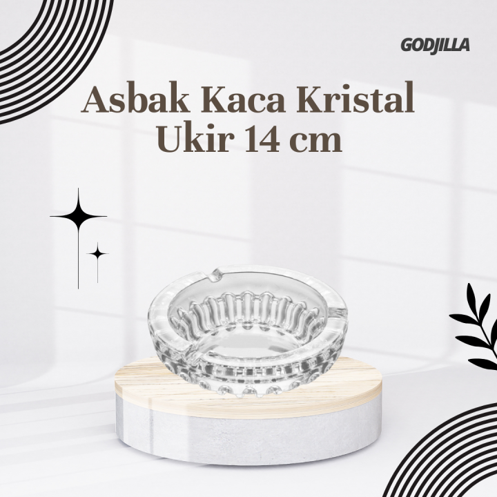 GODJILLA Asbak Rokok Kaca Ulir 14 cm Bening Harga Murah Ukuran Besar ...