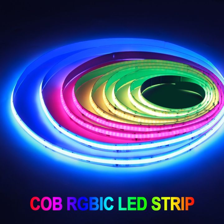 DC 24V RGBIC COB LED Strip Lights Addressable 5M 720 LEDs/m Full Colors ...
