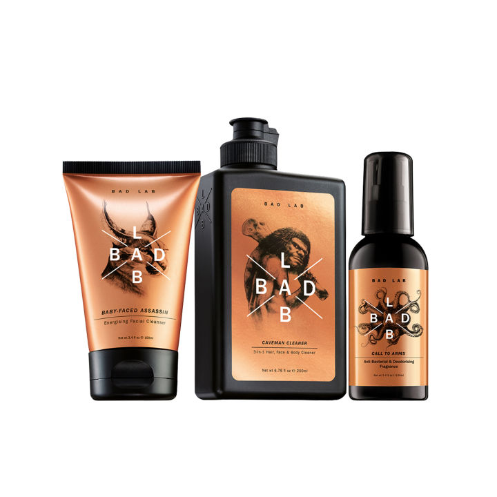 BAD LAB สบู่เหลวทรีอินวัน 200ml + ครีมโฟมล้างหน้า 100ml + สเปรย์น้ำหอม ...