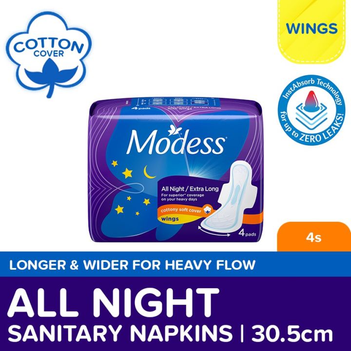 Modess All Night Extra Long with Wings Sanitary Napkin 4s | Lazada PH