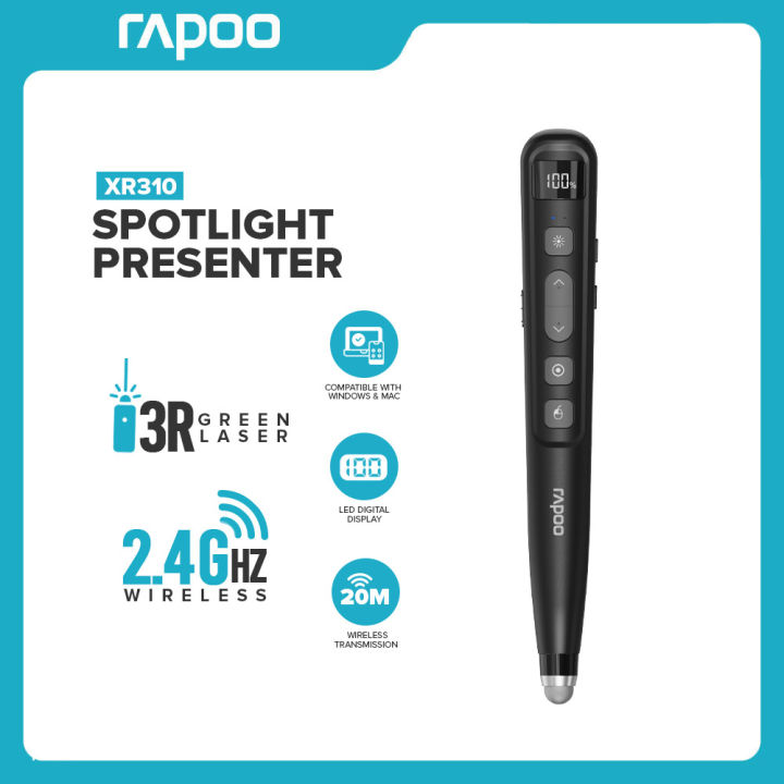 Rapoo XR310 2.4GHz Wireless Power Point Pen Presentation Clicker USB ...