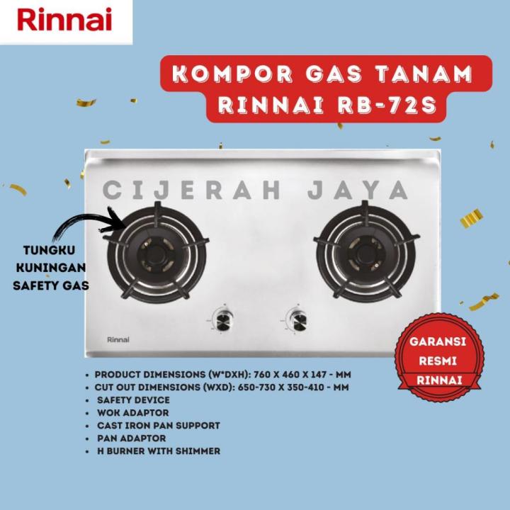 RINNAI KOMPOR TANAM STAINLESS STEEL 2 TUNGKU RB72S RB 72S RB-72S ...