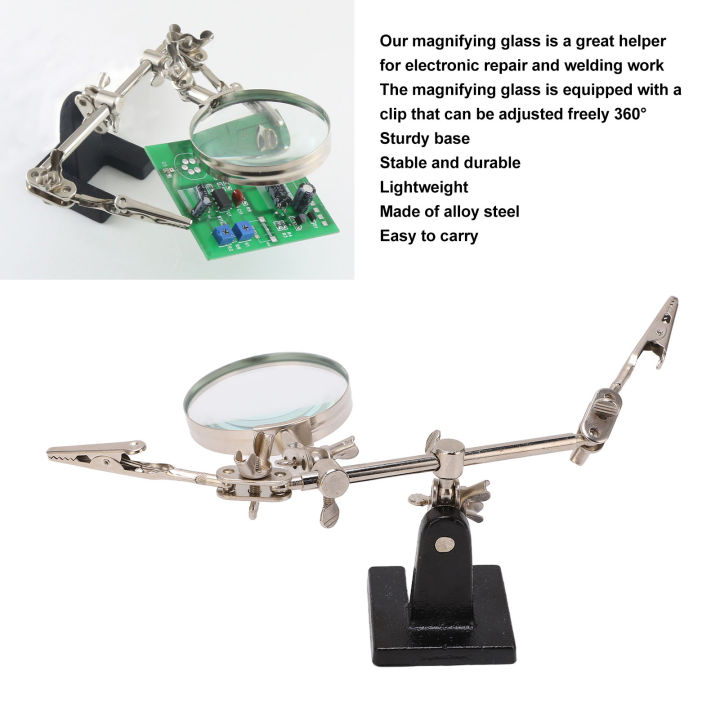 Soldering Magnifying Glass 360° Free Adjustment 3X Clip Magnifying ...