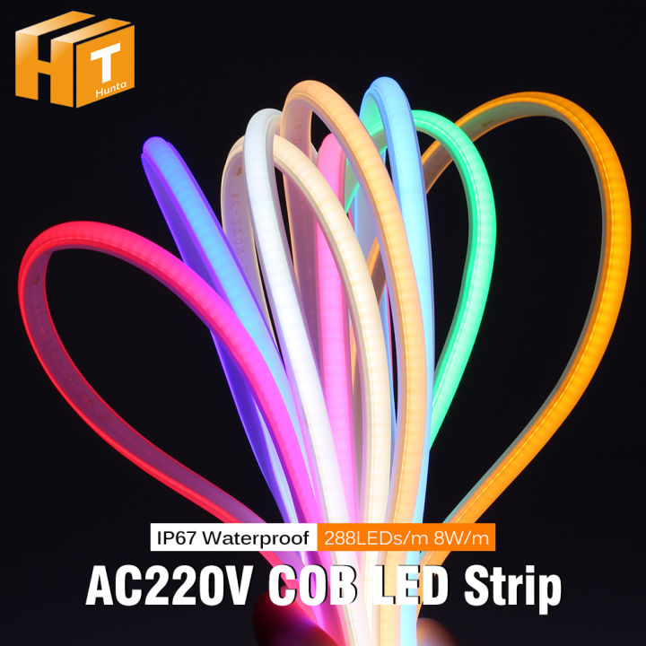 Super Bright No Glare 220V LED Strip Neon Lights 1-5M 288LEDs/m COB ...