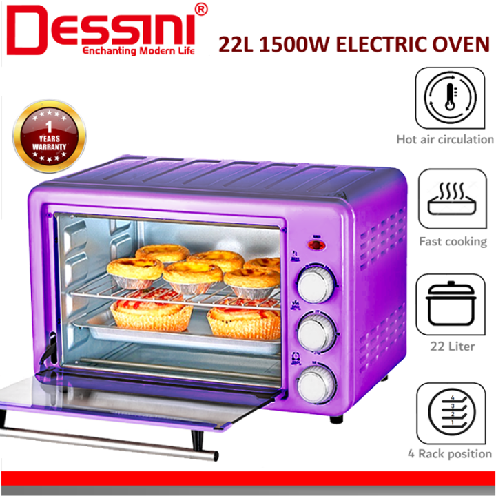 DESSINI ITALY 22L Electric Oven Convection Hot Air Fryer Toaster Timer ...