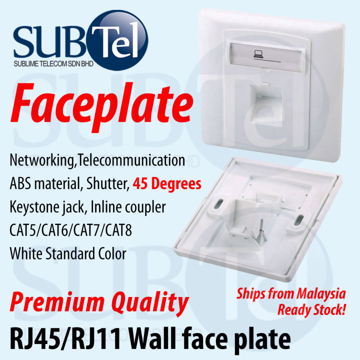 Wall Faceplate Keystone Jack Coupler Standard 1 Port 2 Ports 45 Degrees ...