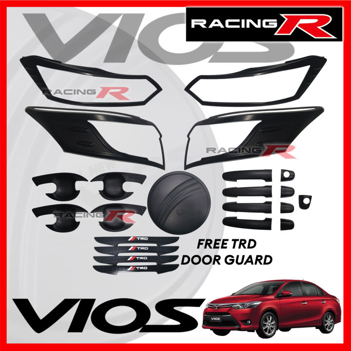 Toyota Vios 2014 to 2018 Combo Set Garnish Cover Matte Black / Chrome ...