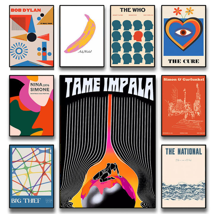 Retro Music Posters Performed By Various Bands Canvas Painting Print