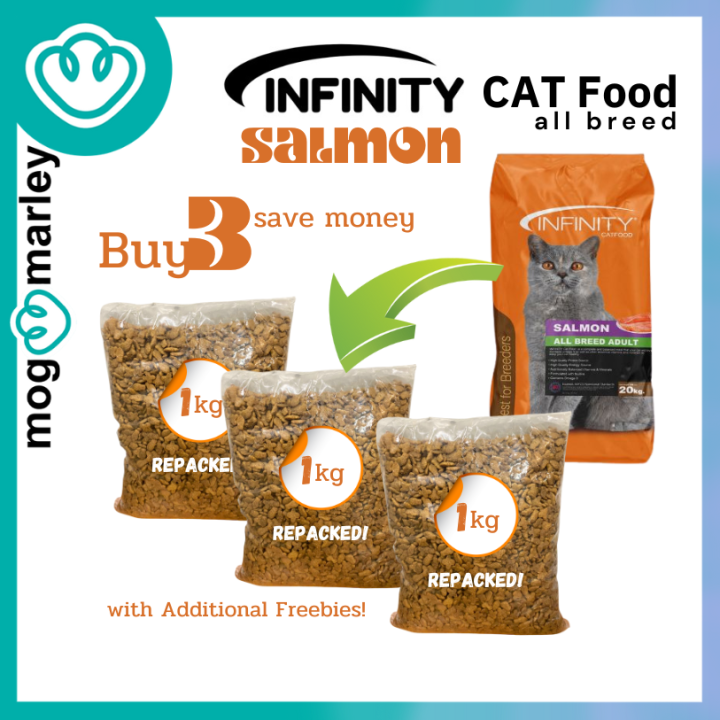 Buy3 Infinity Cat Dry Food Salmon Flavor for All Breeds 1kg - mog and ...