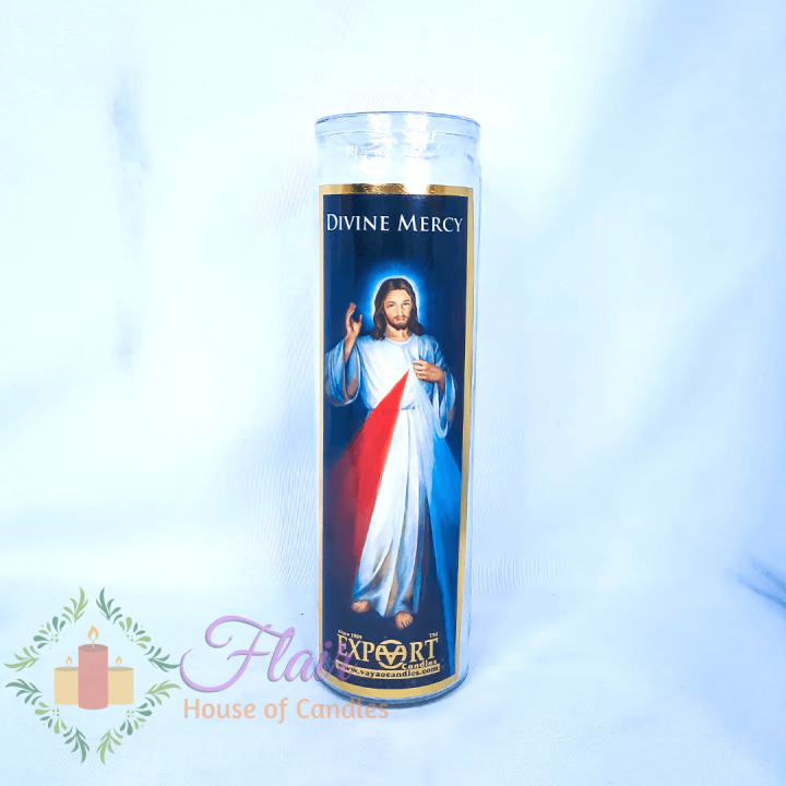 Flair LG Divine Mercy Long Glass Candle Smokeless Altar Prayer Candle ...